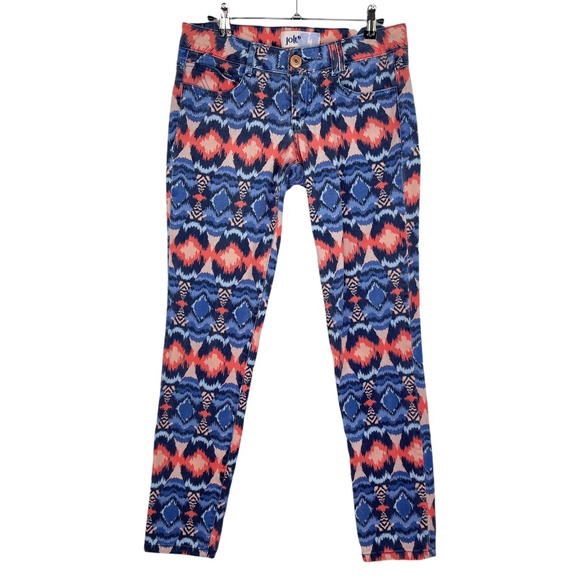 Jolt | Jeans | Jolt Ikat Pattern Blue Pink Skinny Jeans Juniors Sz 7 ...